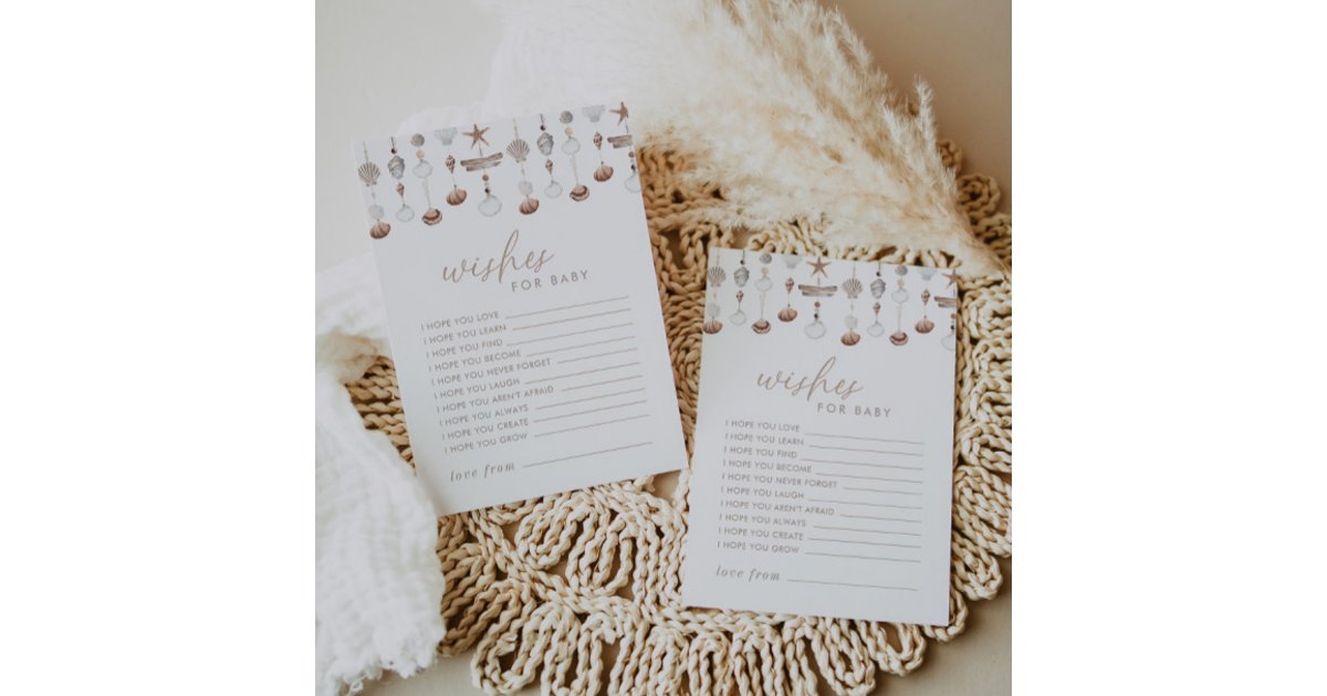 Boho Beach Shell Wishes for Baby Card | Zazzle