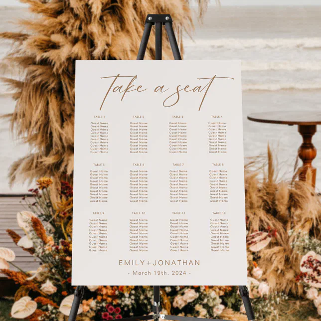 Boho Beach Wedding Table Seating Chart Foam Board | Zazzle