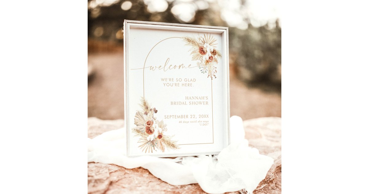 Boho Beige Welcome Sign Bridal Shower | Zazzle