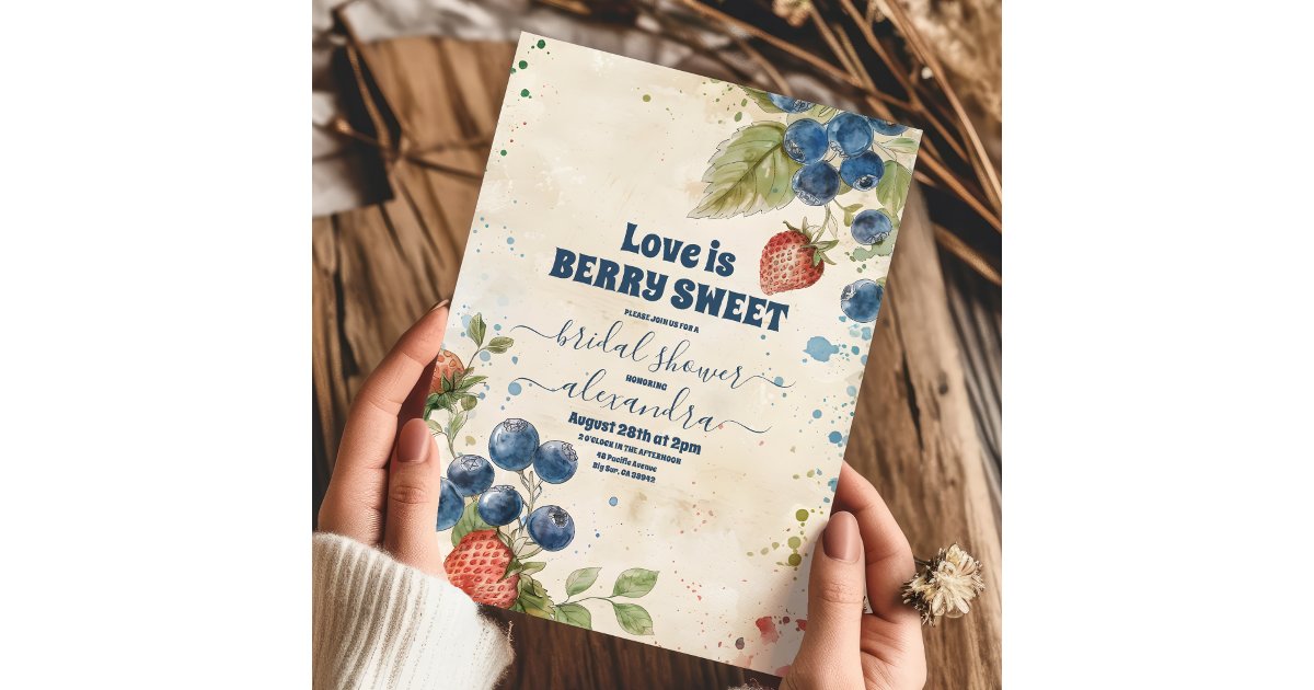 Boho Berry Sweet Strawberry Bridal Shower Invitation | Zazzle