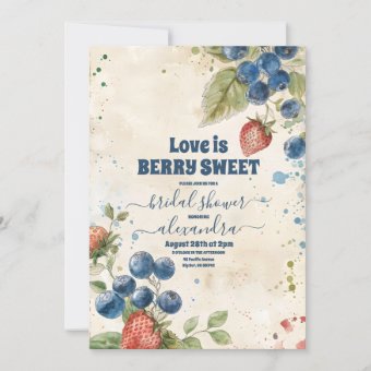 Boho Berry Sweet Strawberry Bridal Shower Invitation | Zazzle