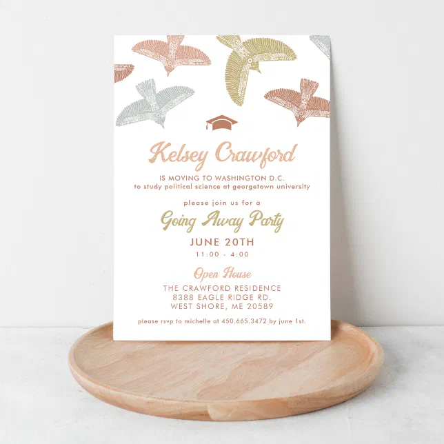 Boho Birds Graduation Going Away Party Invitation | Zazzle