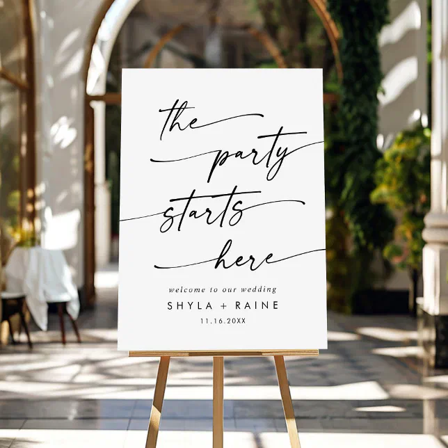 Boho Black and White Party Wedding Welcome Sign | Zazzle