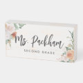 Boho Blooms Floral Teacher Name Classroom Wooden Box Sign | Zazzle