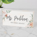 Boho Blooms Floral Teacher Name Classroom Wooden Box Sign | Zazzle