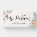 Boho Blooms Floral Teacher Name Classroom Wooden Box Sign | Zazzle