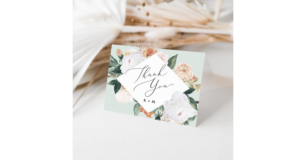 Boho Blooms Geometric Floral Thank You Card | Zazzle
