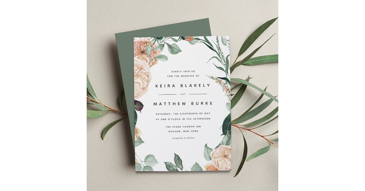 Boho Blooms | Modern Floral Wedding Invitation | Zazzle
