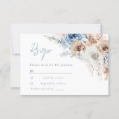 Boho Blue: Dusty Blue Bohemian Floral Wedding RSVP Card | Zazzle