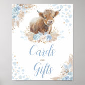 Boho Blue Highland Cow Cards & Gifts Sign | Zazzle