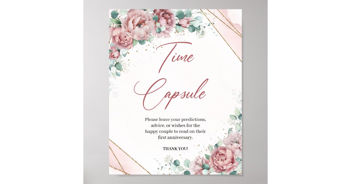 Boho blush floral eucalyptus Time capsule game Poster | Zazzle