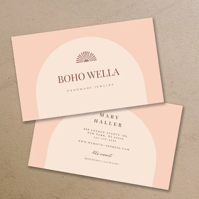 Boho Blush Pink Arch Business Card | Zazzle