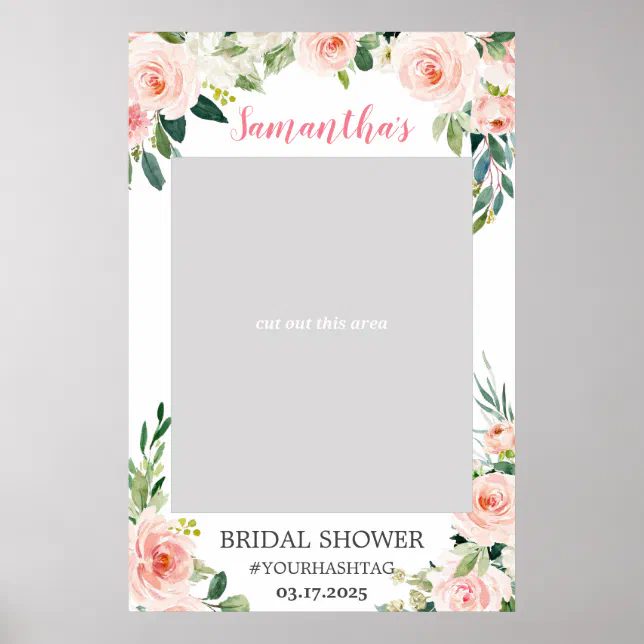 Boho blush pink ethereal floral photo prop booth poster | Zazzle
