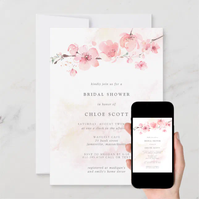 Boho Blush Pink Floral Bridal Shower Invitation Zazzle