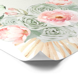 Boho Blush Pink Sage Green Quinceañera Welcome Poster | Zazzle