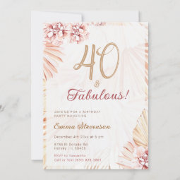 Boho Bohemian 40 & Fabulous Ladies 40th Birthday Invitation | Zazzle