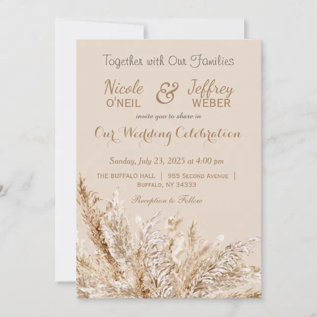 Boho Bohemian Neutral Wedding Invitation | Zazzle