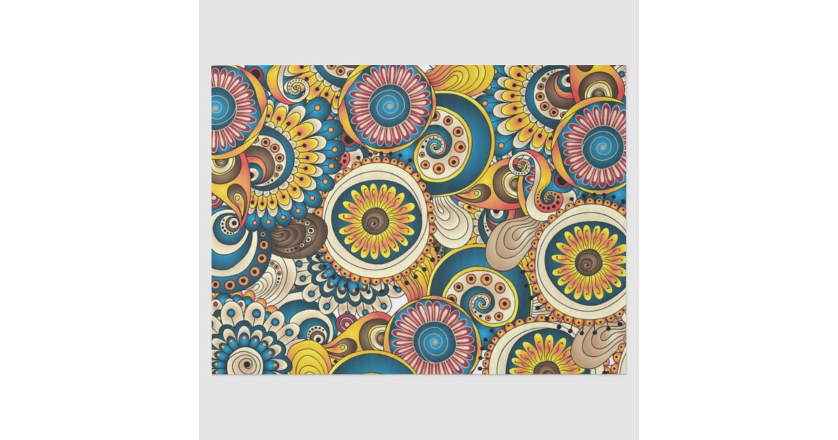 Boho Bohemian Retro Colorful Pattern Tissue Paper | Zazzle