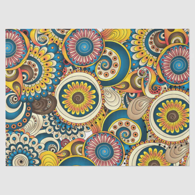 Boho Bohemian Retro Colorful Pattern Tissue Paper | Zazzle