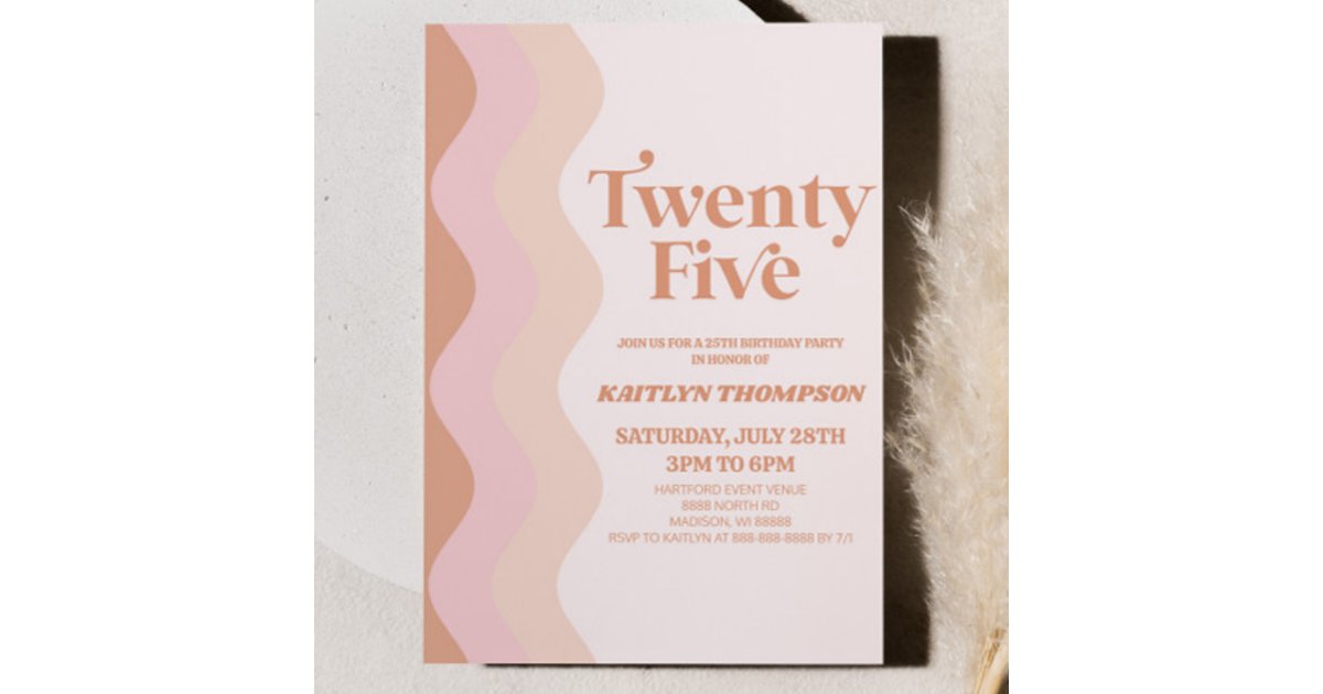 Boho Bohemian Twenty Five 25th Birthday Party Invitation | Zazzle
