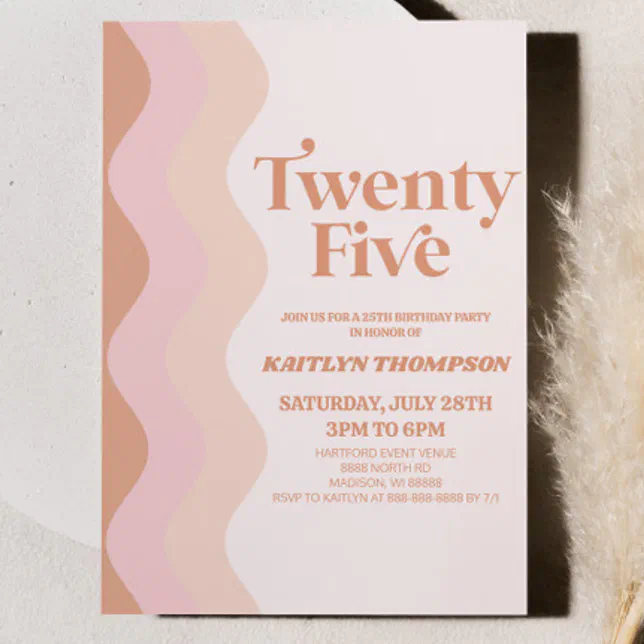 Boho Bohemian Twenty Five 25th Birthday Party Invitation | Zazzle