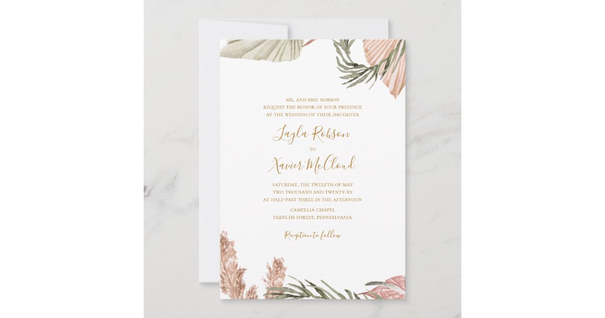 Boho Botanical | Simple Traditional Wedding Invitation | Zazzle