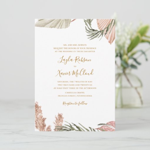 Boho Botanical | Simple Traditional Wedding Invitation | Zazzle