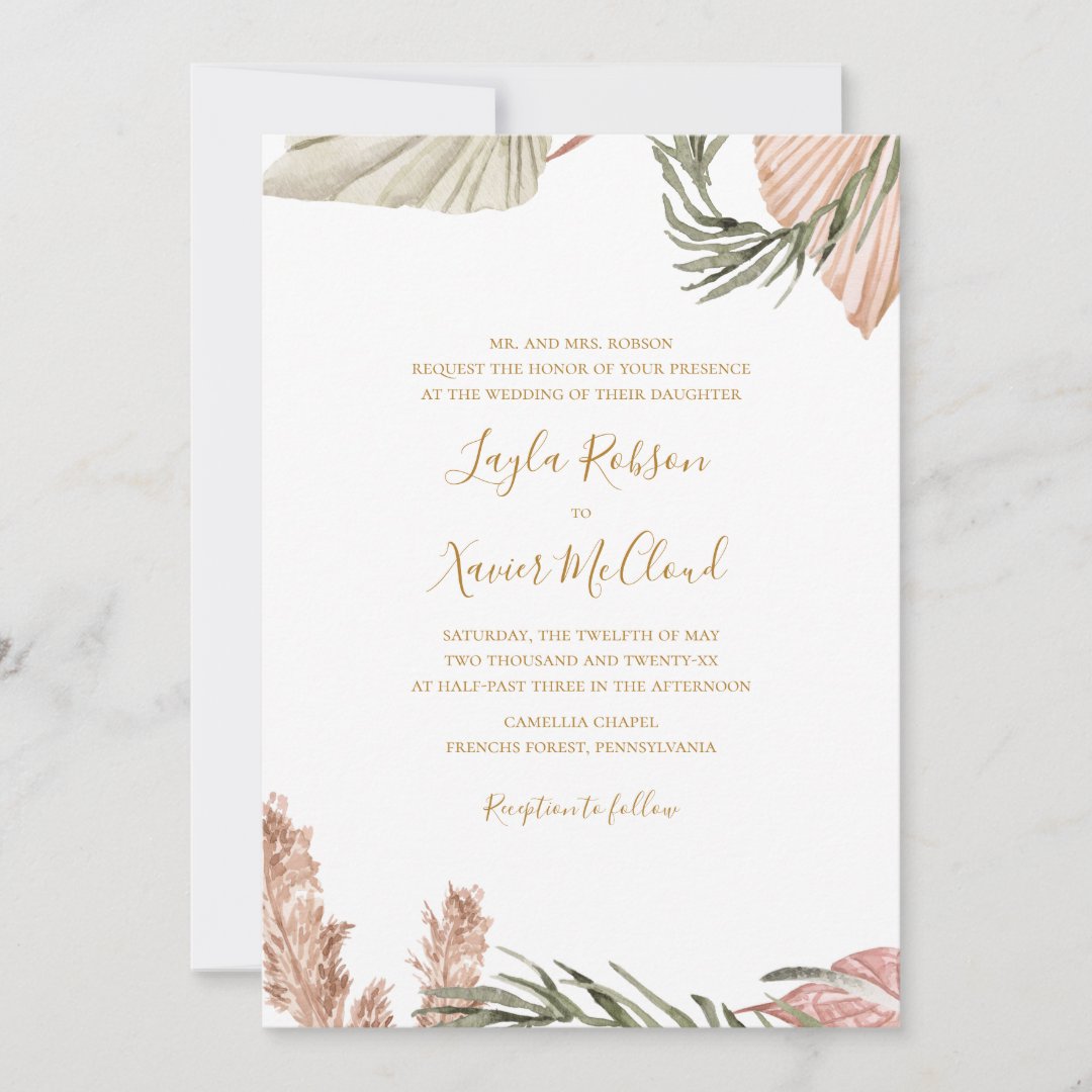 Boho Botanical | Simple Traditional Wedding Invitation | Zazzle