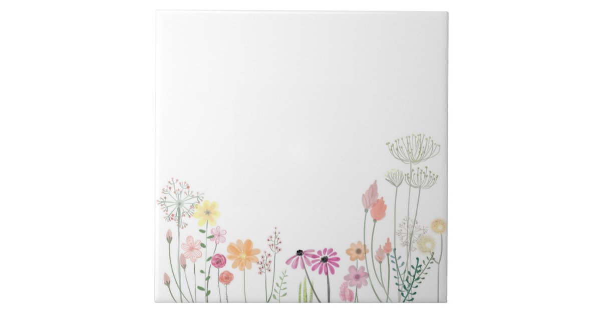 Boho Botanical Wildflower Ceramic Tile | Zazzle