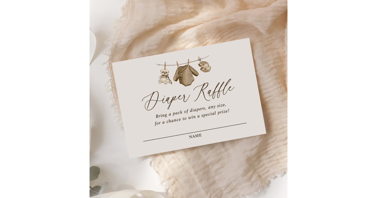 Boho Boy Baby Clothes Diaper Raffle Ticket Enclosure Card | Zazzle