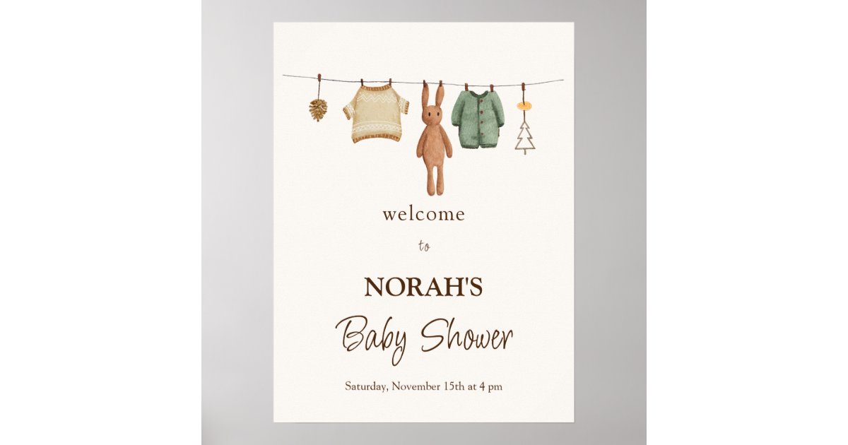 Boho Boy Clothes Baby Shower Welcome Sign Poster | Zazzle