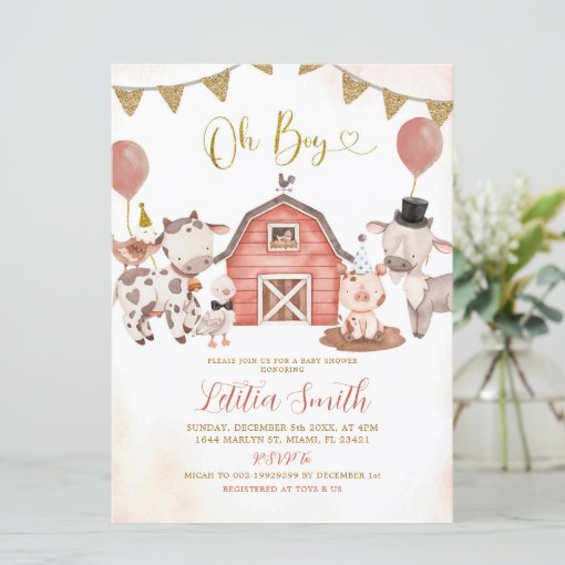 Boho Boy Farm Baby Shower Invitation | Zazzle