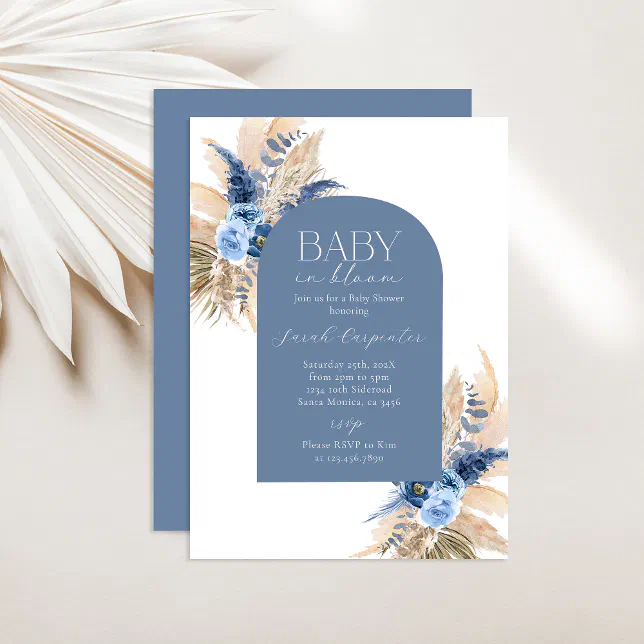 Boho Boy Pampas Baby Shower Invitation | Zazzle
