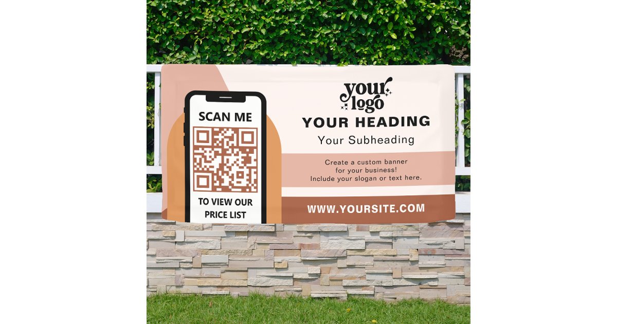 Boho Branding Professional Advertising QR Code Banner | Zazzle