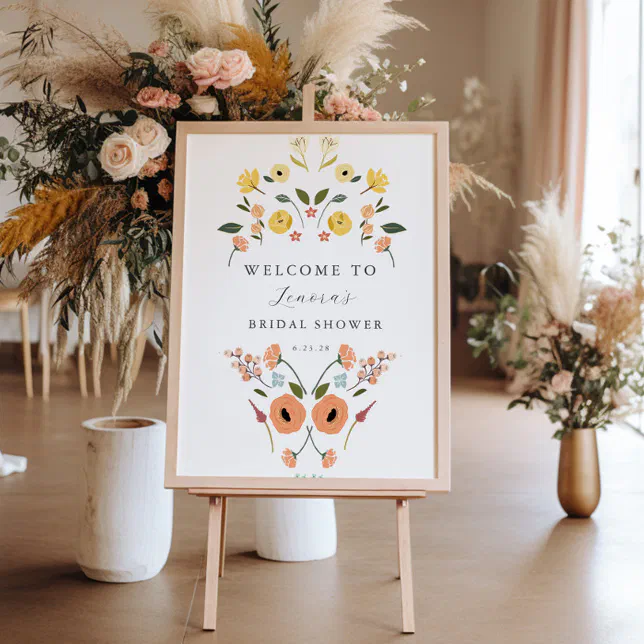 Boho Bridal Shower Floral Welcome Sign | Zazzle