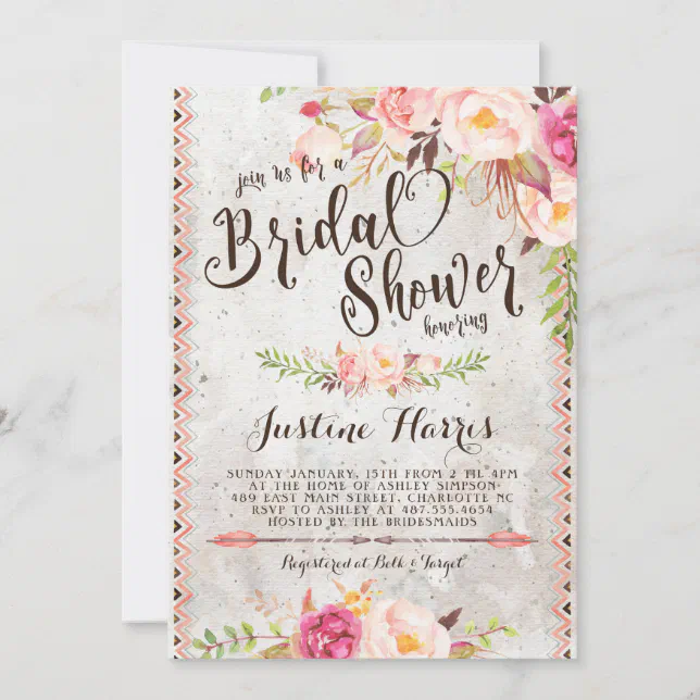 Boho Bridal Shower Invitation | Zazzle