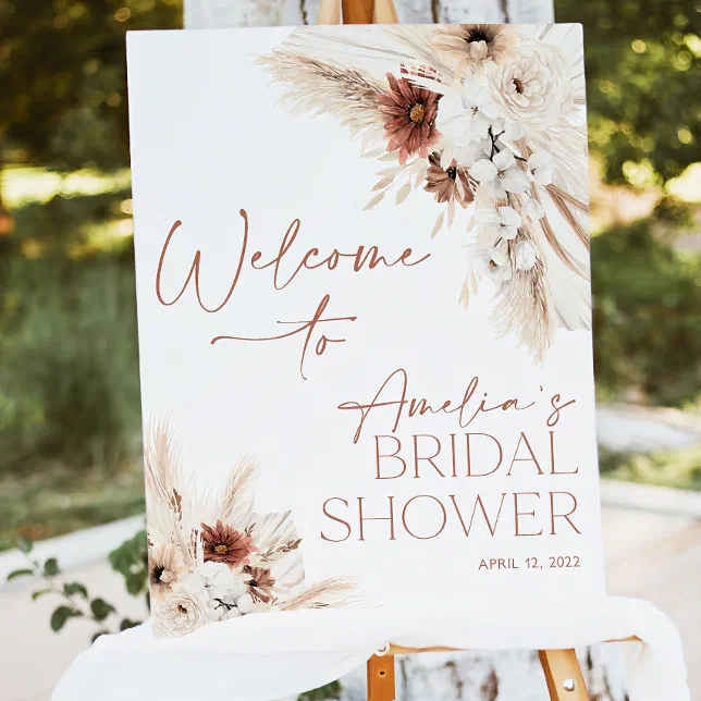 Boho Bridal Shower Welcome Sign Template Boho FloR | Zazzle
