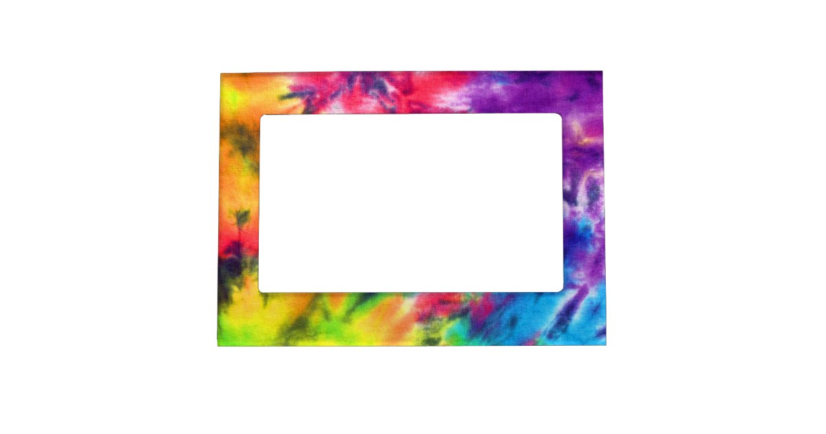 Boho Bright Rainbow Fun Abstract Batik Tie Dye Art Magnetic Frame | Zazzle