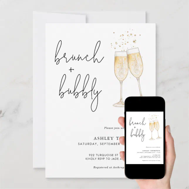 Boho Brunch & Bubbly Bridal Shower Invitation | Zazzle