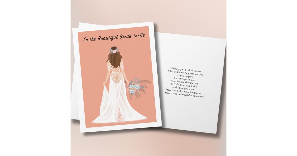 Boho Brunette Bride Bridal Shower Congratulations Card | Zazzle