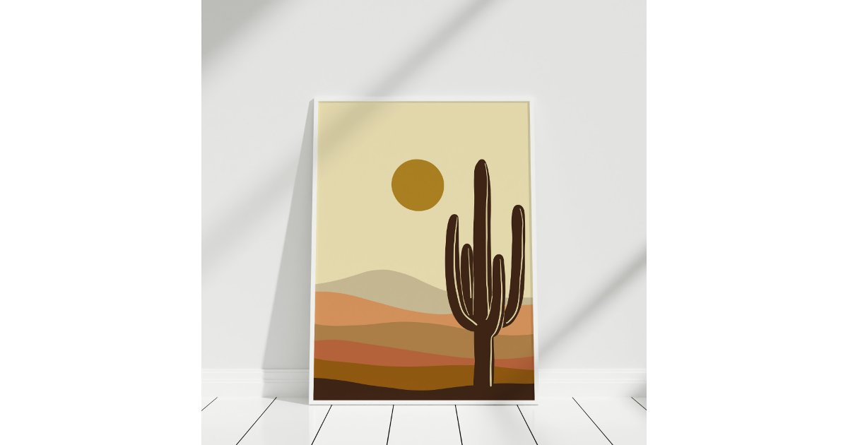 Boho Burnt Orange Desert Landscape Poster | Zazzle