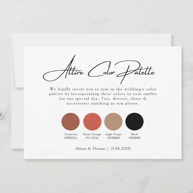 Boho Burnt Orange Wedding Color Palette Invitation | Zazzle