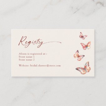 Boho Butterfly Bridal Shower Registry Card | Zazzle