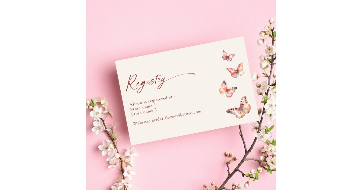Boho Butterfly Bridal Shower Registry Card | Zazzle