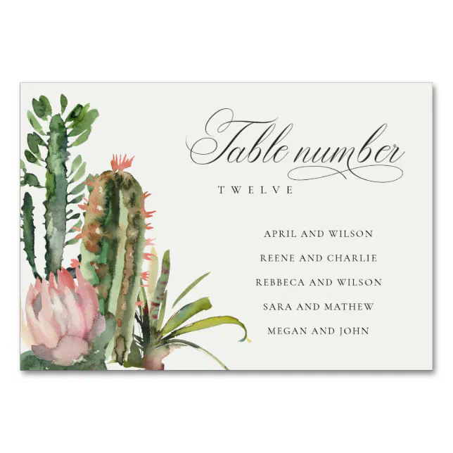 Boho Cacti Foliage Wedding Seating Chart Table Number | Zazzle
