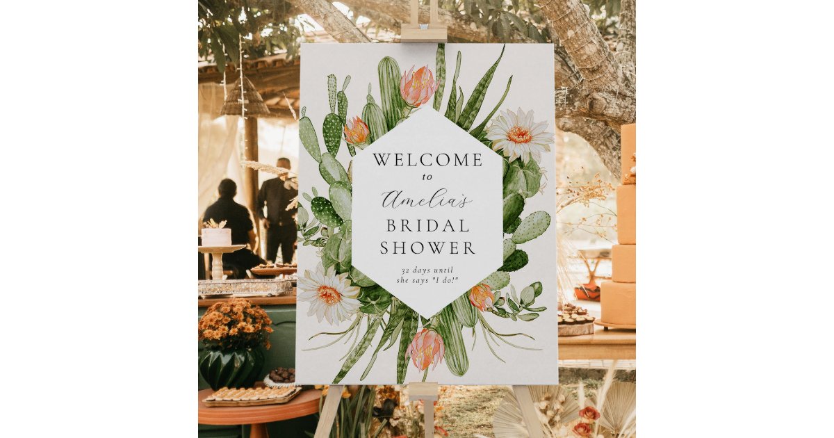 Boho Cactus Bridal Shower Welcome Sign | Zazzle