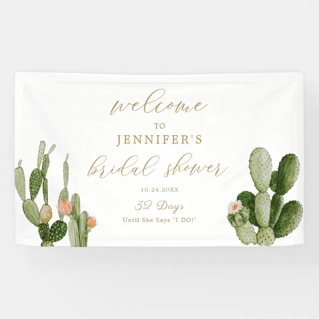 Boho Cactus Desert Bridal Shower Welcome Poster Banner | Zazzle