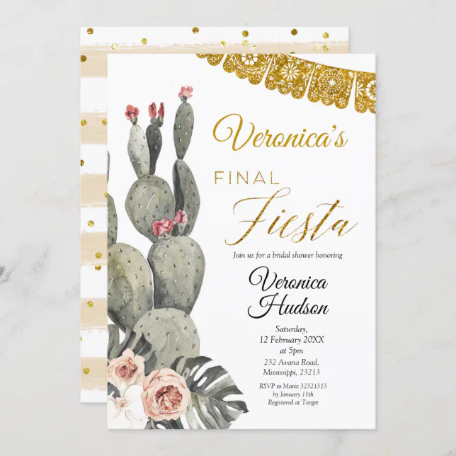 Boho Cactus Final Fiesta Bridal Shower Invitation | Zazzle