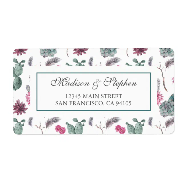 Boho Cactus, Succulent & Floral - Wedding Label | Zazzle