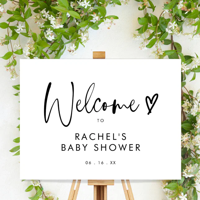 Boho Calligraphy Baby Shower Welcome Sign | Zazzle